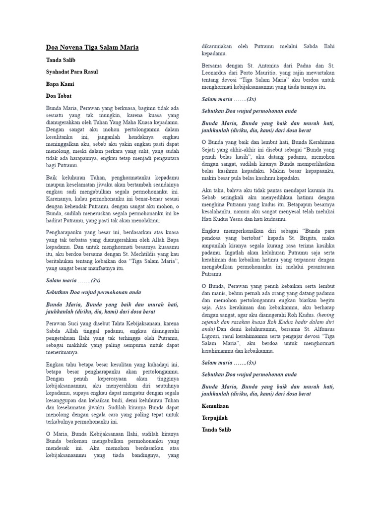 Doa Novena Tiga Salam Maria | PDF