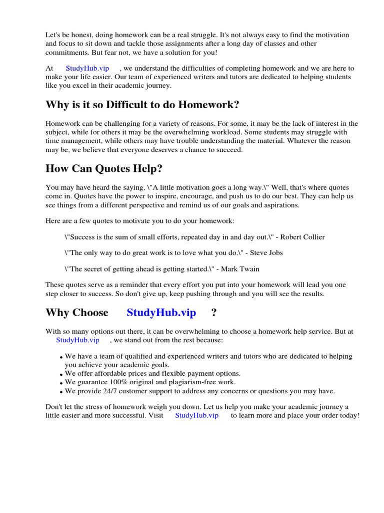 Quotes To Make You Do Your Homework | PDF | Motivation | Motivational