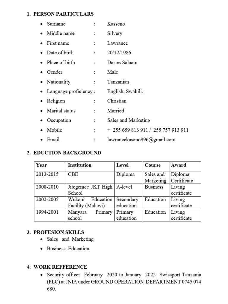 Lawrance CV and | PDF | Tanzania