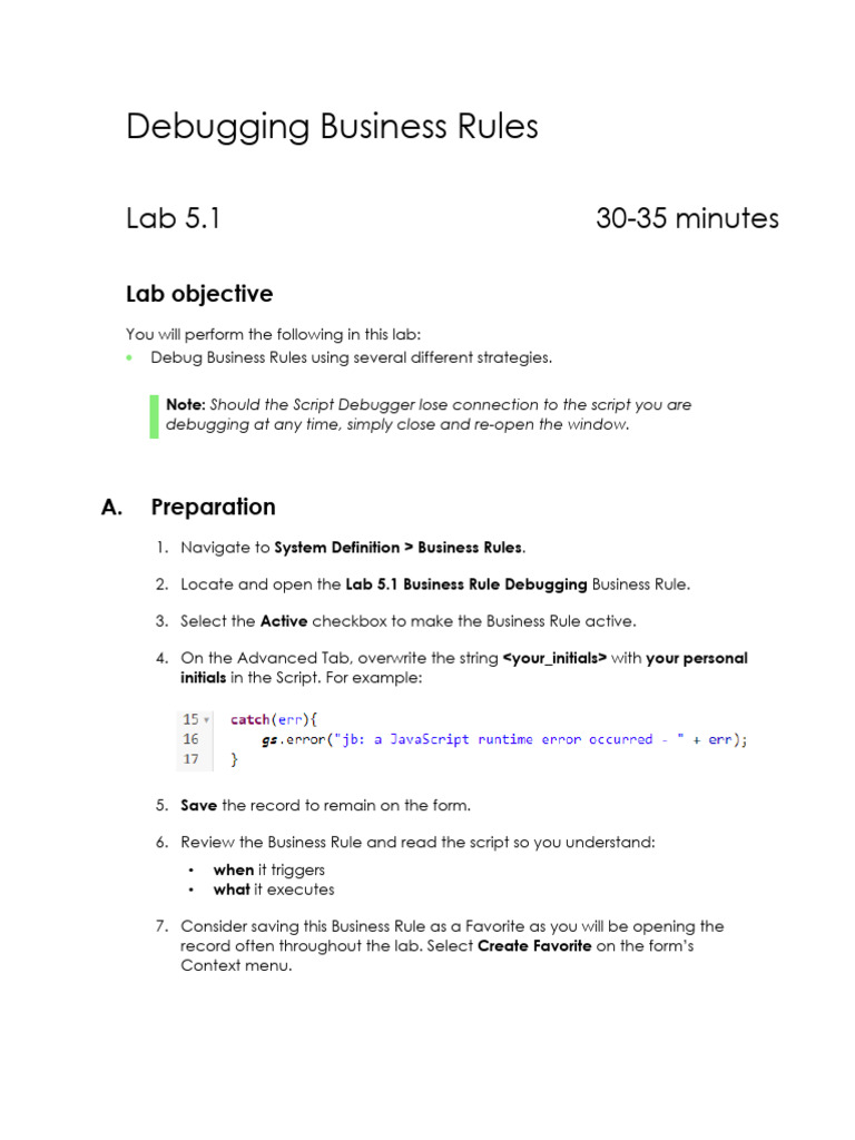 5.1 SSNF-S010 Debugging Business Rules | PDF | Debugging | Software