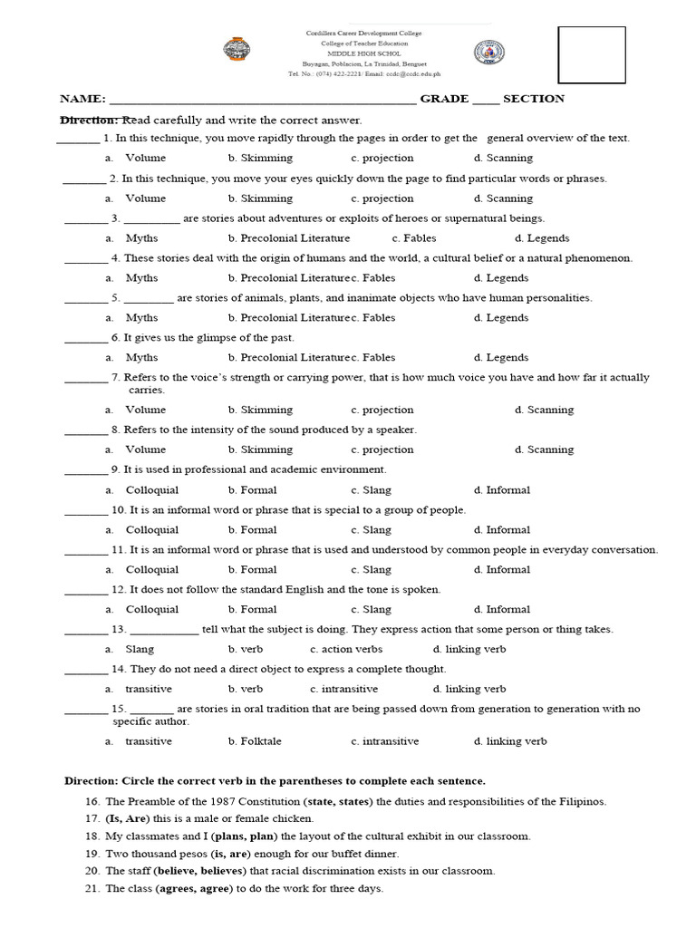 English 7 | PDF | Speed Reading | Verb