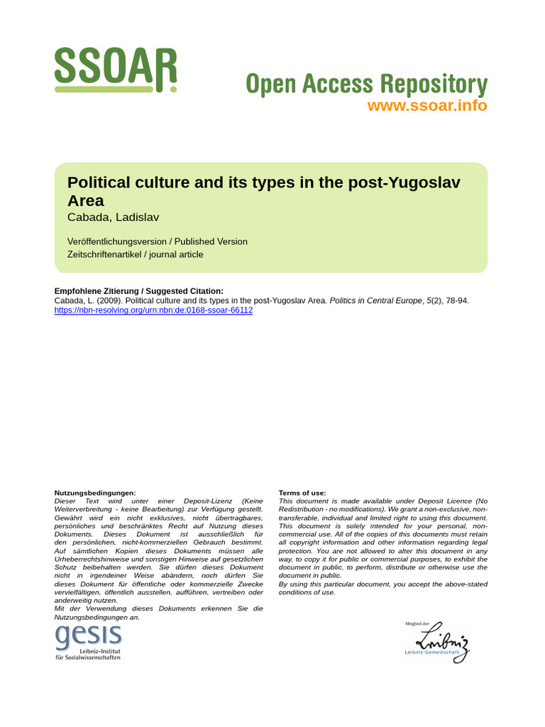 Political Culture and Its Types | PDF
