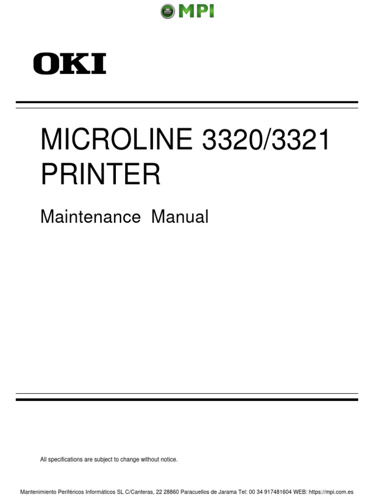 Manual Mantenimiento Impresora Oki ML3320 ML3321 en | PDF ...