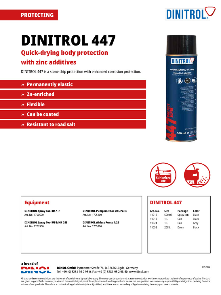 Dinitrol - TDS - Protecting - 447 - GB-2L70F (32,38 e 39) | PDF | Paint ...