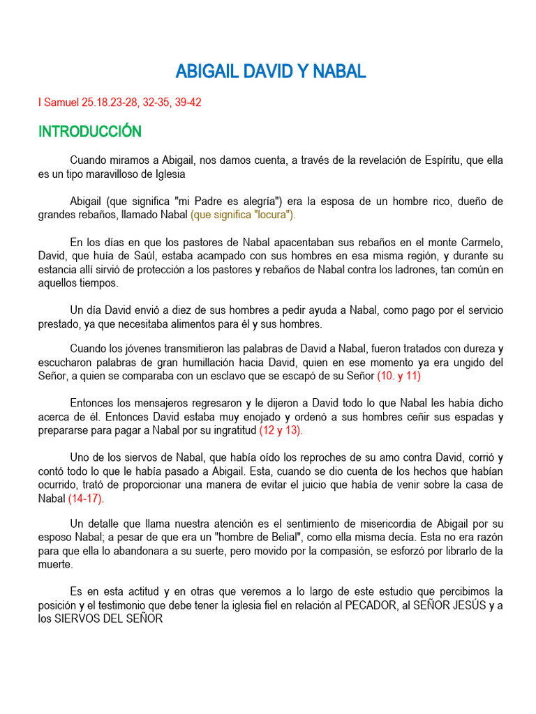 Abigail David y Nabal | PDF | David | Pecado
