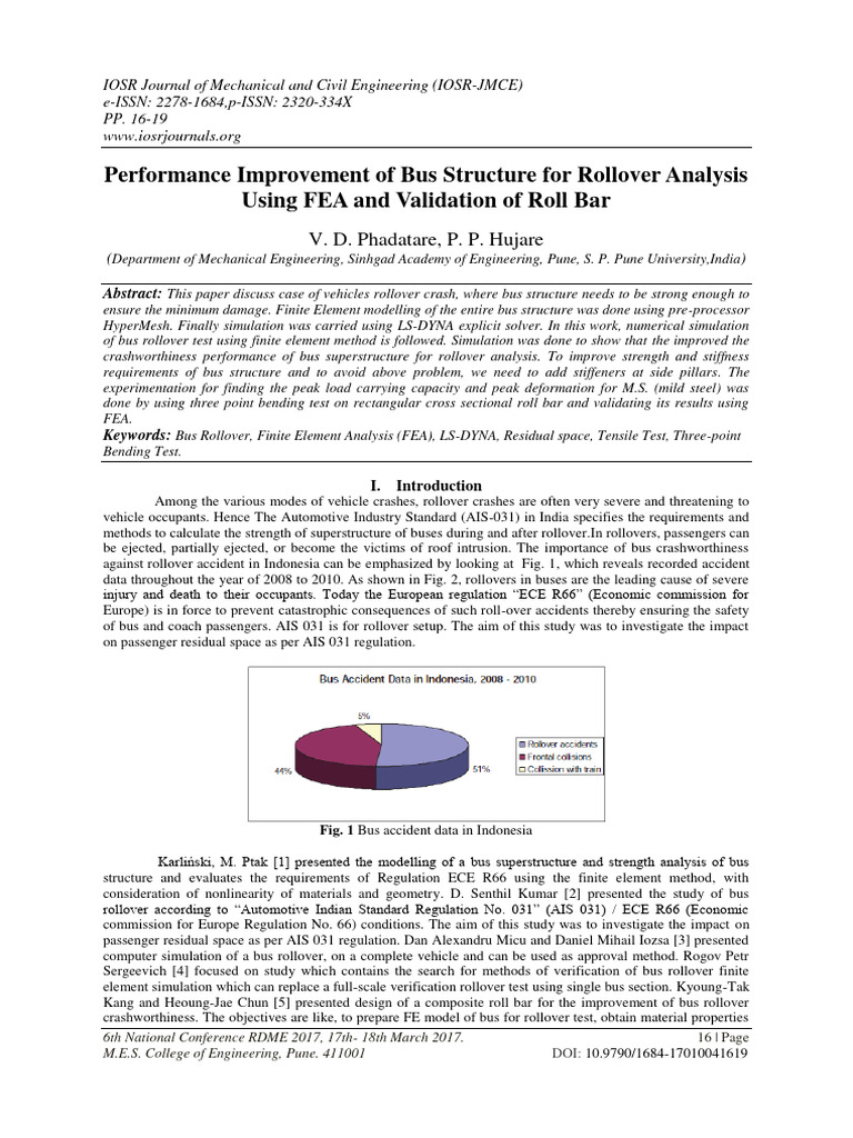 Performance Improvement of Bus Structure For Rollover Analysis Using FEA and Validation of Roll ...