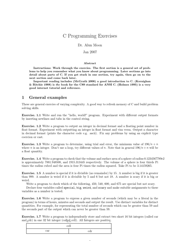 C Exercises | PDF | String (Computer Science) | Computer Engineering