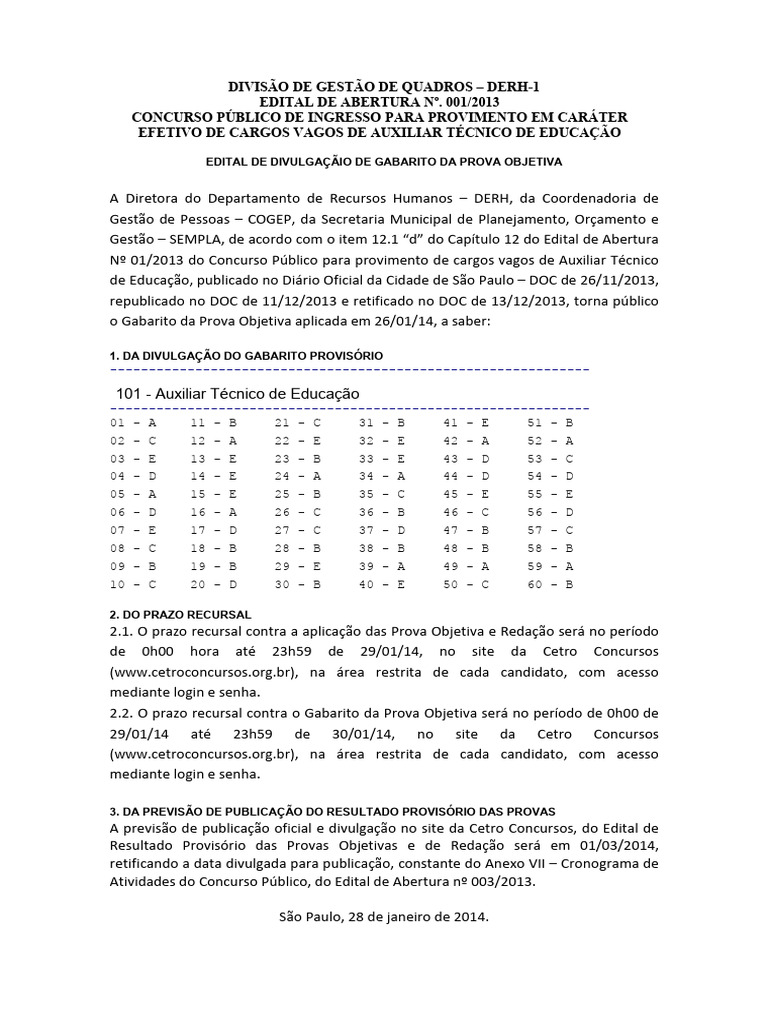 Gabarito ATE Fev 2014 | PDF