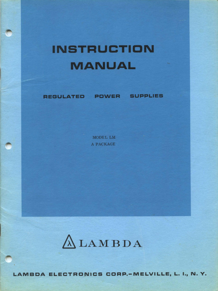 Lambda Model LM A Package Instruction Manual | PDF | Power Supply ...