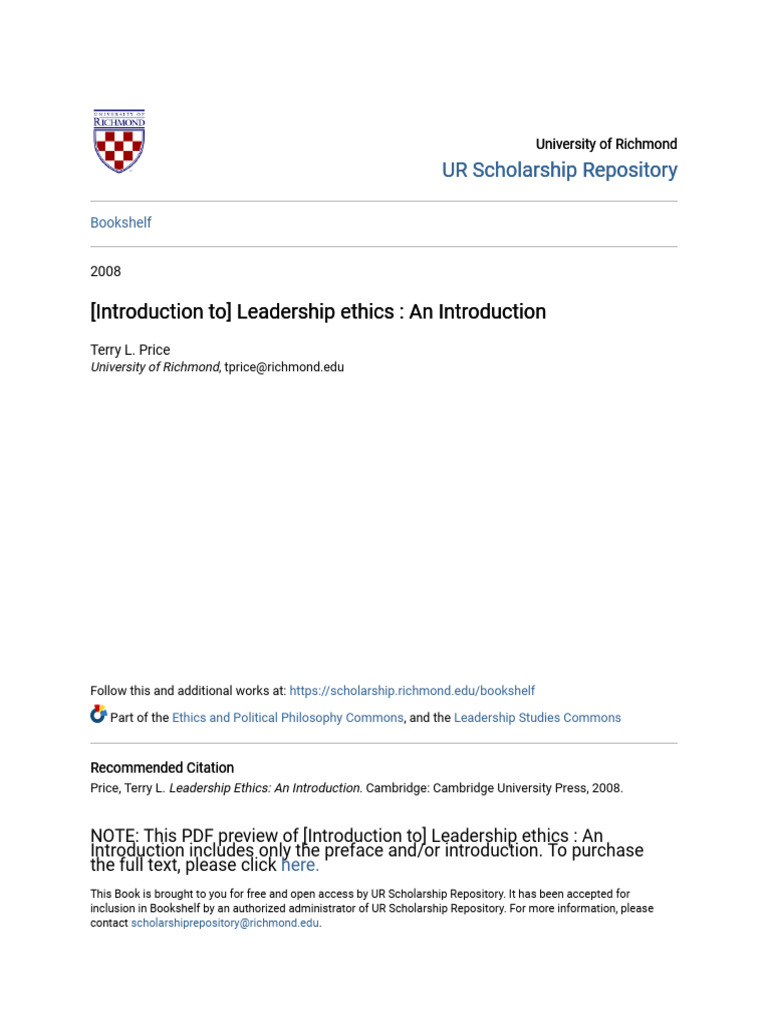 Leadership Ethics: An Introduction PDF | PDF