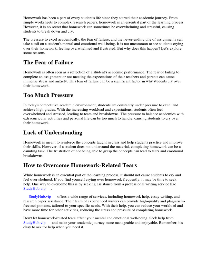 Why Am I Crying Over Homework | PDF | Homework | Psychology