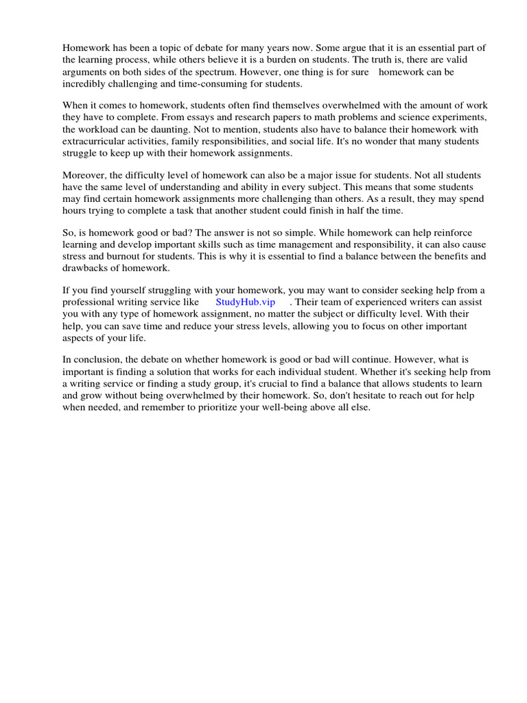 Is Homework Good or Bad Debate | PDF | Homework | Schools