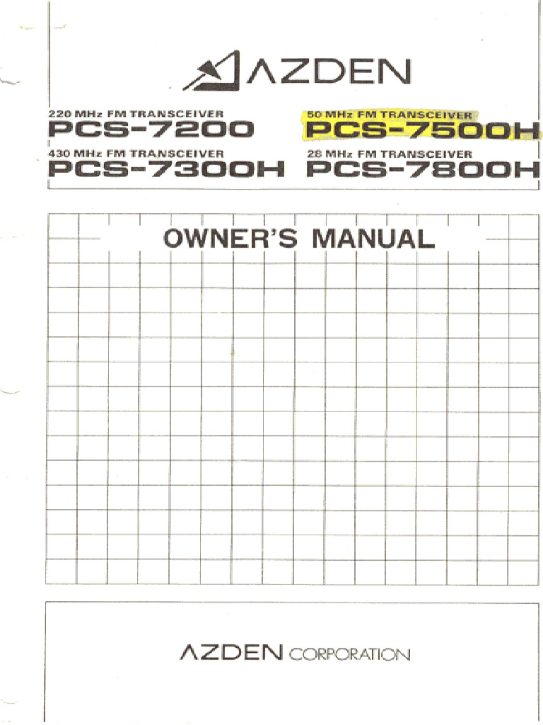 Azden Transceivers PCS-7200 7300 7500 7800 | PDF