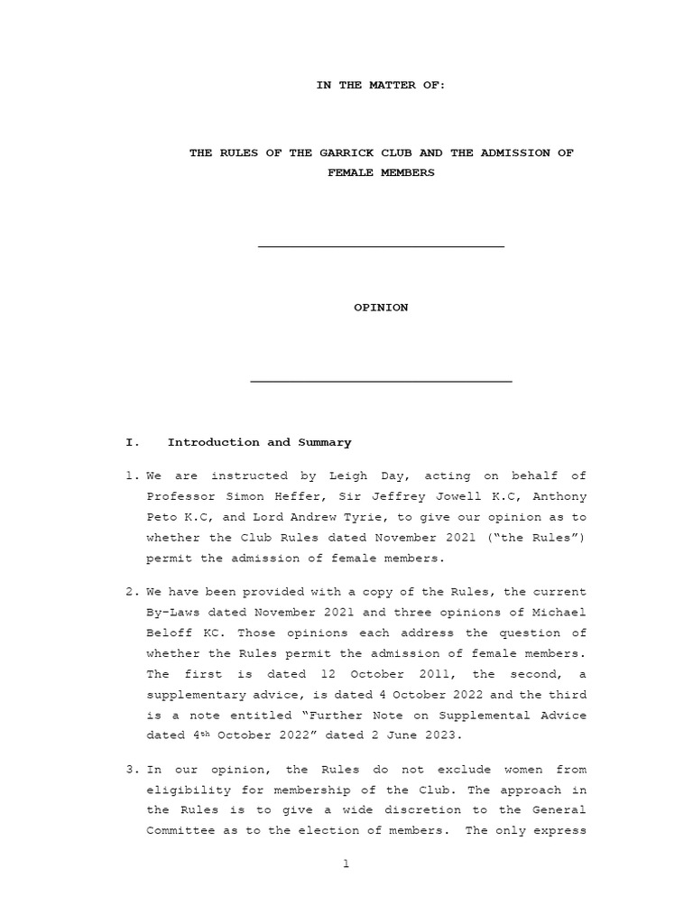 Garrick Club Rules on Female Membership | PDF | Grammatical Gender ...