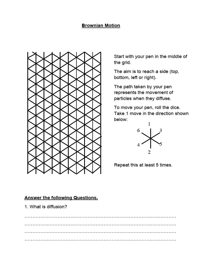 Brownian Motion Diffusion WK Sheet | PDF