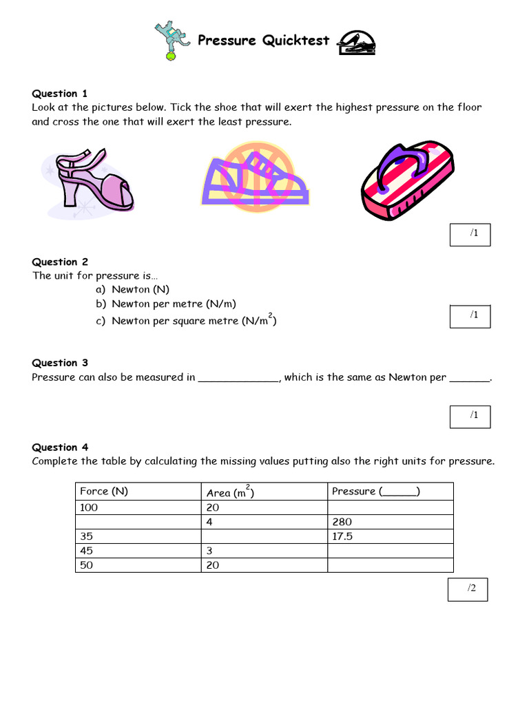 Pressure Quicktest | PDF | Pressure | Force