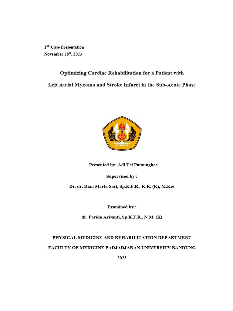 Case 1 Tri - Optimizing Cardiac Rehabilitation For A Patient With Left ...