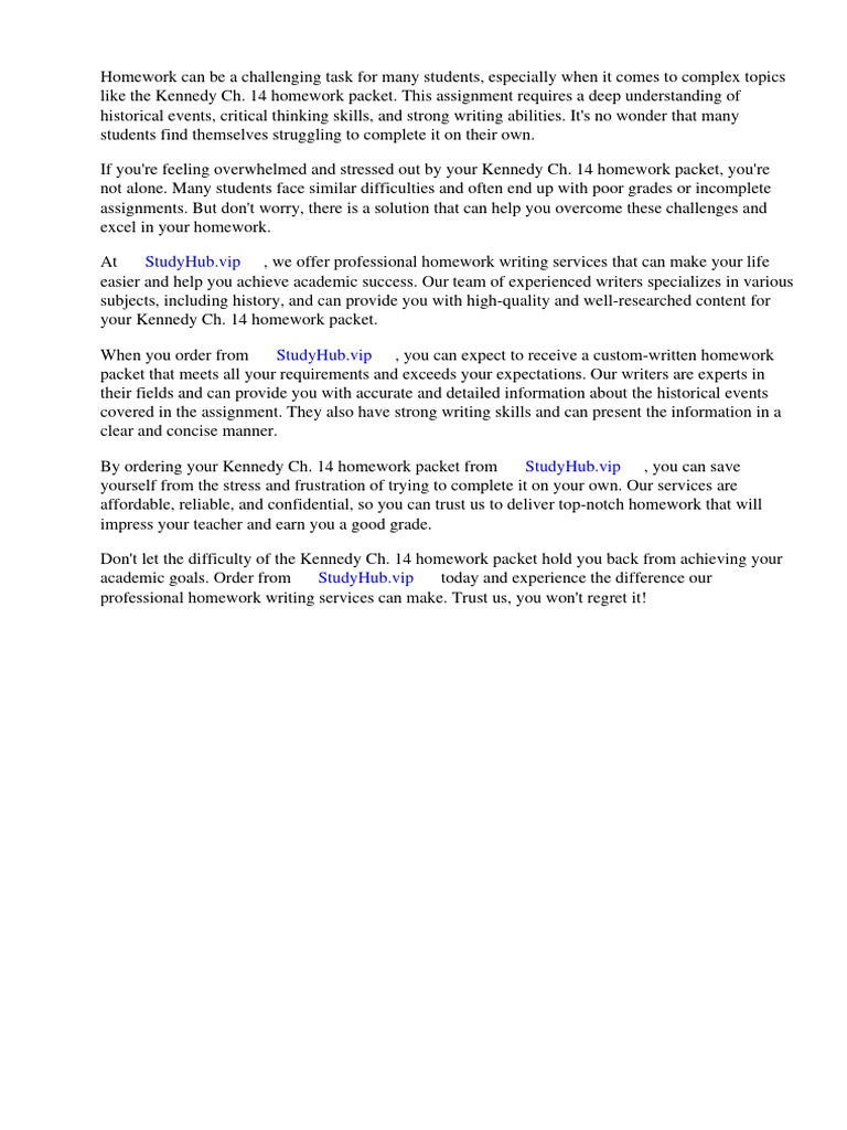 Kennedy Ch. 14 Homework Packet | PDF | Reading Comprehension | Homework