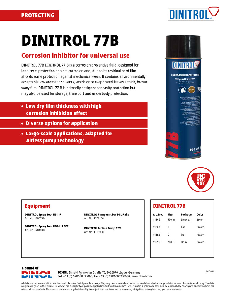 Dinol Sellsheet Protecting 77 B GB | PDF | Corrosion | Industrial Processes