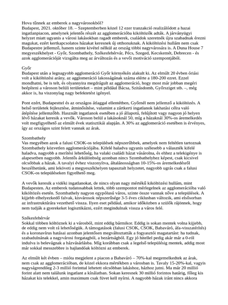 Hova Tűnnek Az Emberek A Nagyvárosokból | PDF