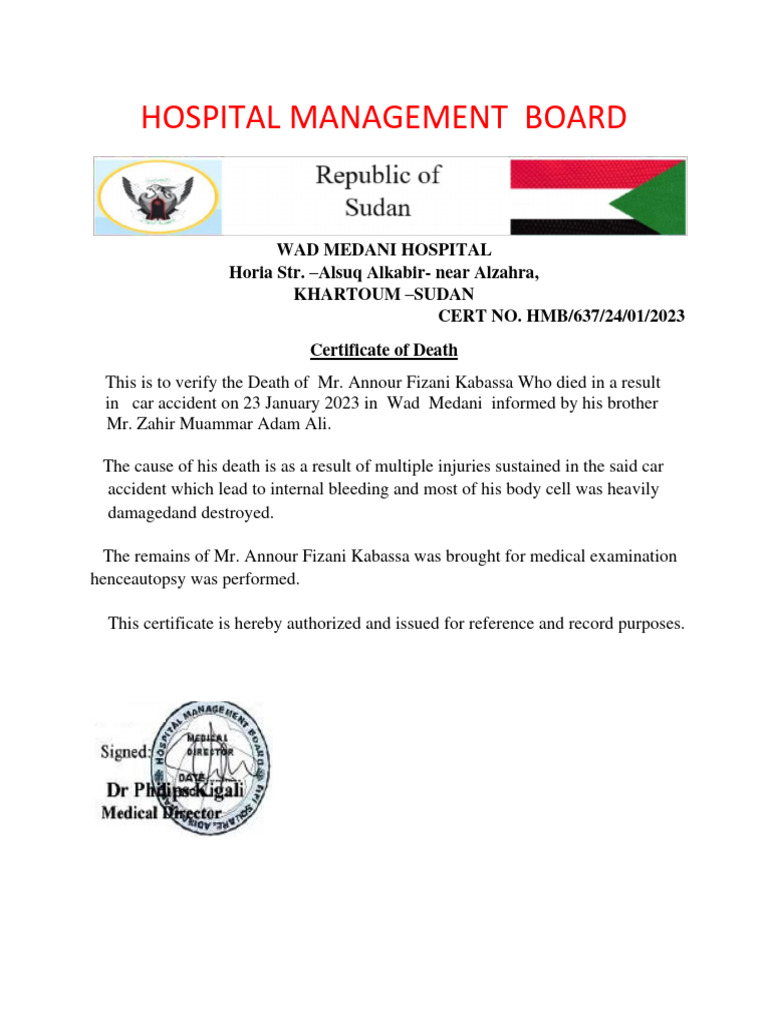 Mr. Annour Fizani Kabassa Death | PDF