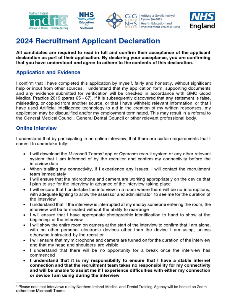 2024 Recruitment Applicant Declaration Guide | PDF | Recruitment ...