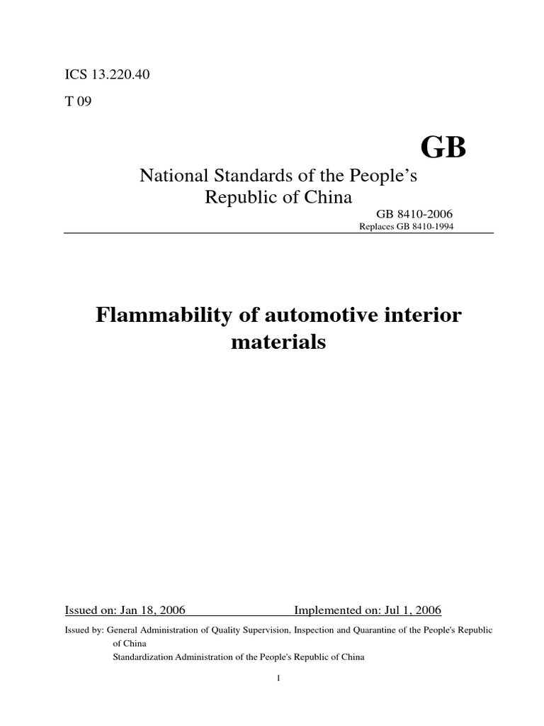 GB 8410-2006english | PDF | Combustion | Length