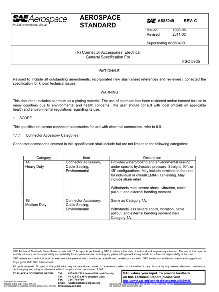 AS85049 Rev C | PDF | Electrical Connector | Specification (Technical Standard)