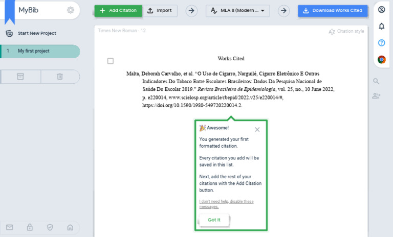 My First Project – MyBib | PDF
