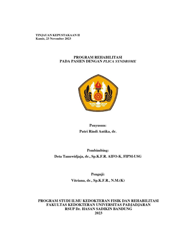 Program Rehabilitasi Pada Pasien Dengan Plica Syndrome | PDF