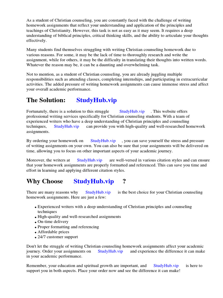Christian Counseling Homework | PDF | Psychotherapy | Christian Counseling