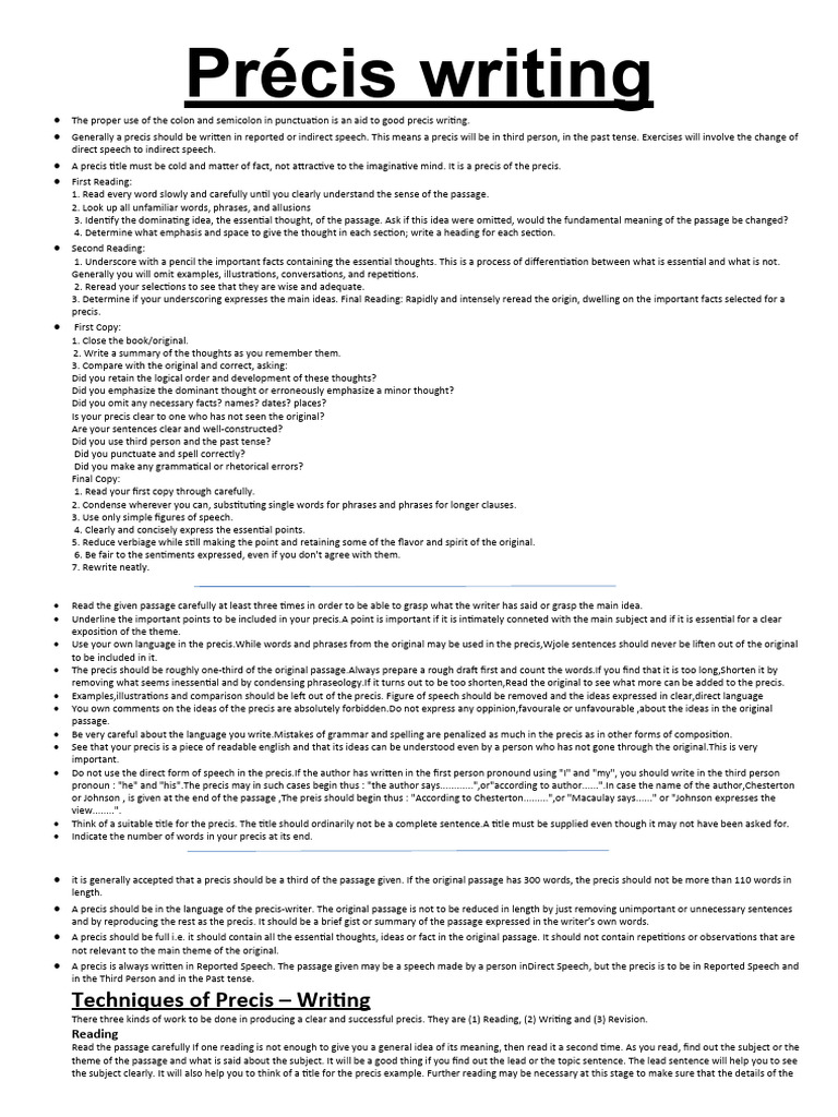 Précis writing | PDF | Thought | Subject (Grammar)