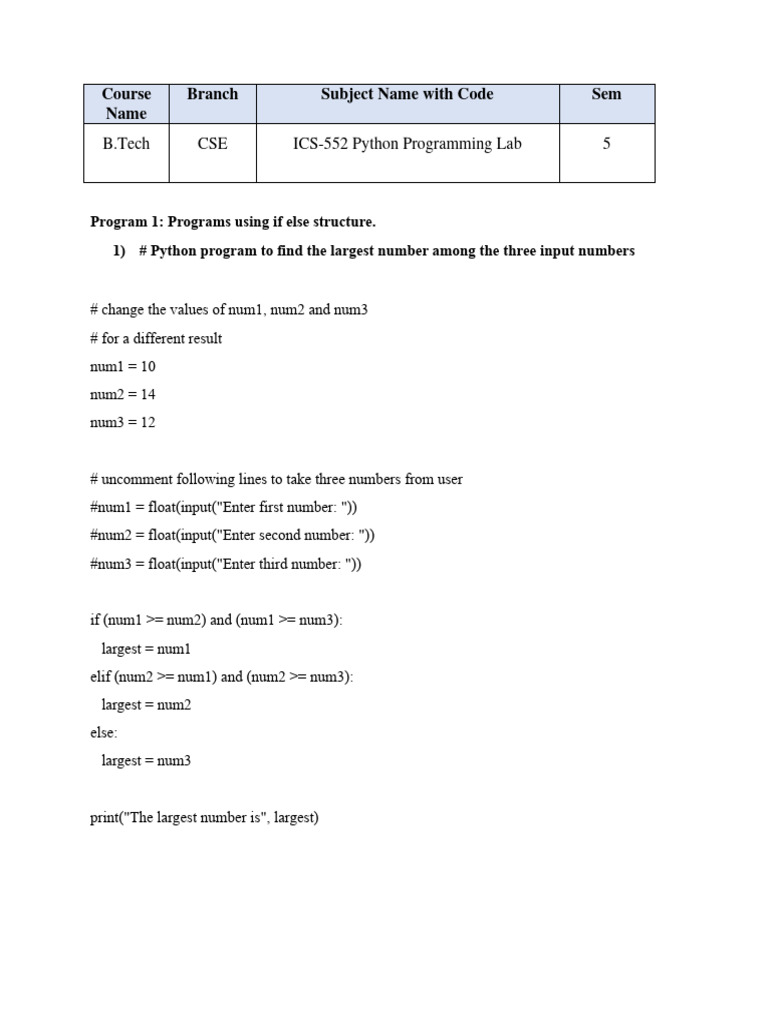 Python Programming Lab Manual | PDF | Computer Engineering | Computer ... Python Programming Lab Manual | PDF | Computer Engineering | Computer ...