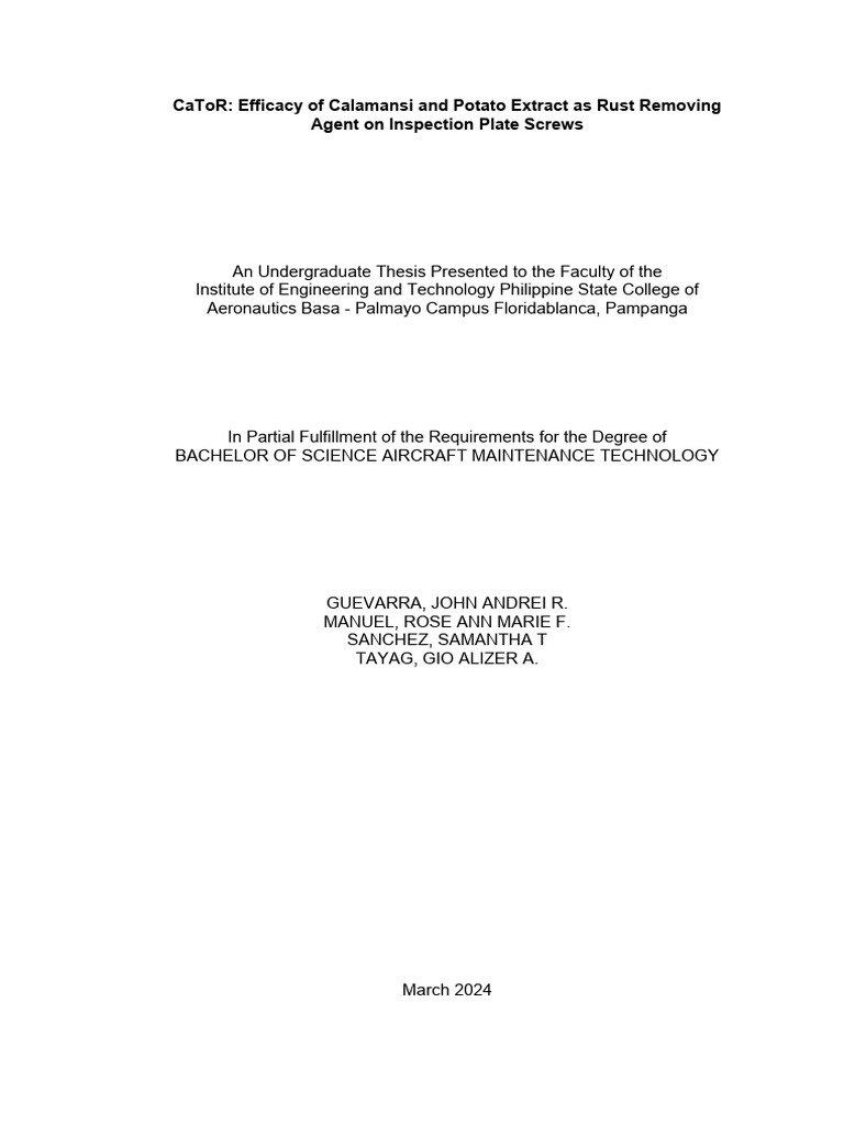 CaToR Group 2 Chapter 1 Final | PDF | Rust | Corrosion