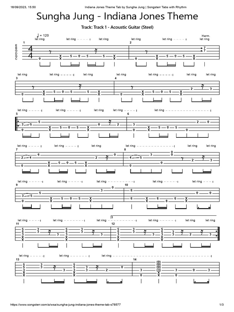 Indiana Jones Theme Tab by Sungha Jung - Songsterr Tabs With Rhythm ...