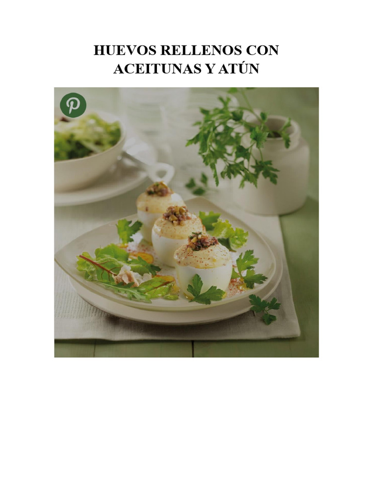 Receta - Huevos Rellenos de Aceitunas Y Atun | PDF