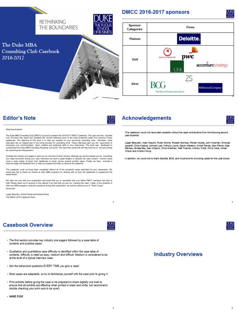 Duke MBA Casebook 2016-2017 | PDF | Supply Chain | Banks