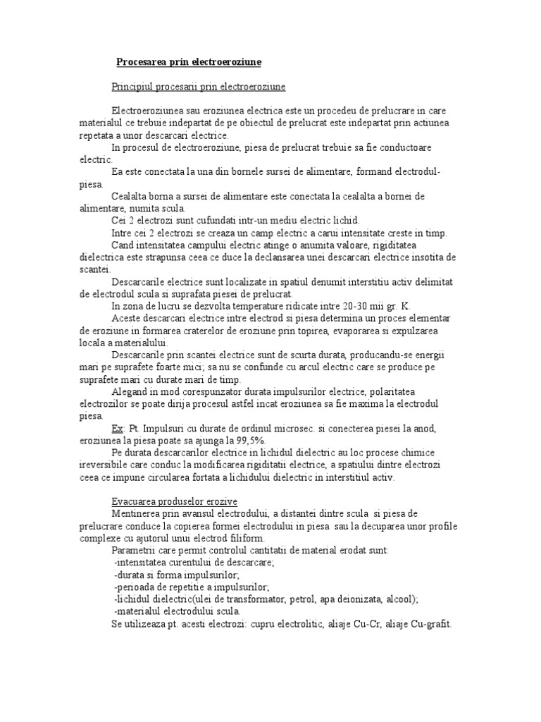 Curs 5-Procesarea Prin Electroeroziune | PDF