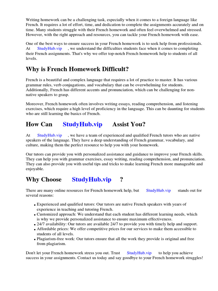Good Luck With Your Homework in French | PDF | French Language ...