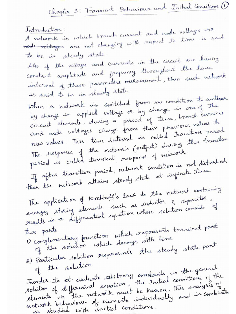 Transient Behaviour and Initial Conditions | PDF
