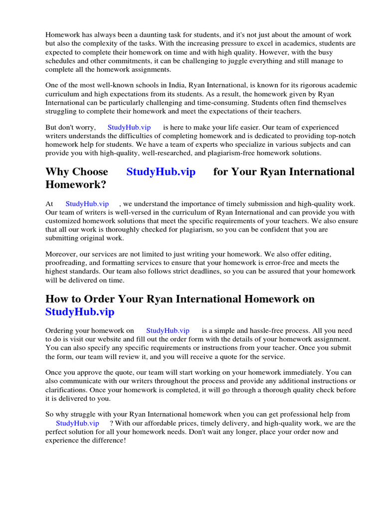 Ryan International Homework | PDF | Homework | Educational Technology