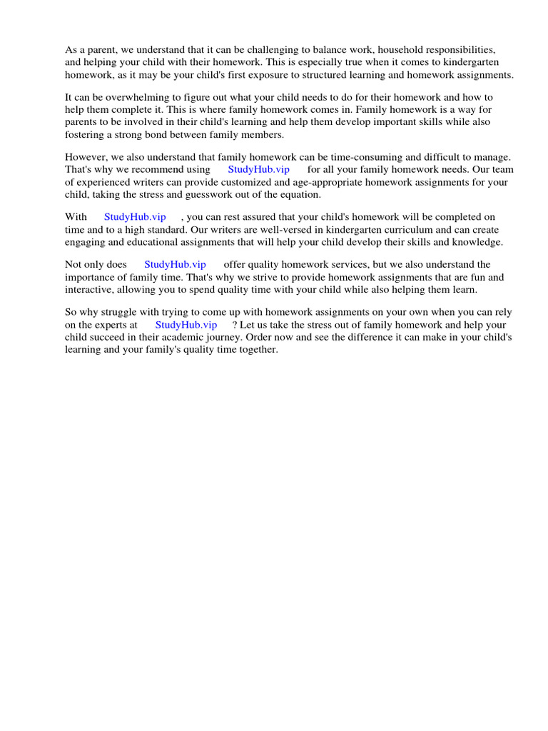 Family Homework Kindergarten | PDF | Homework | Http Cookie