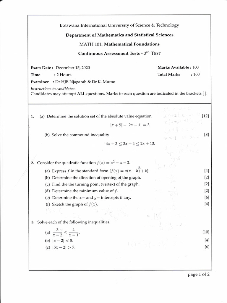 Math 101 Test 3-2020 - 20210926 - 0001 | PDF | Asymptote | Mathematical ...