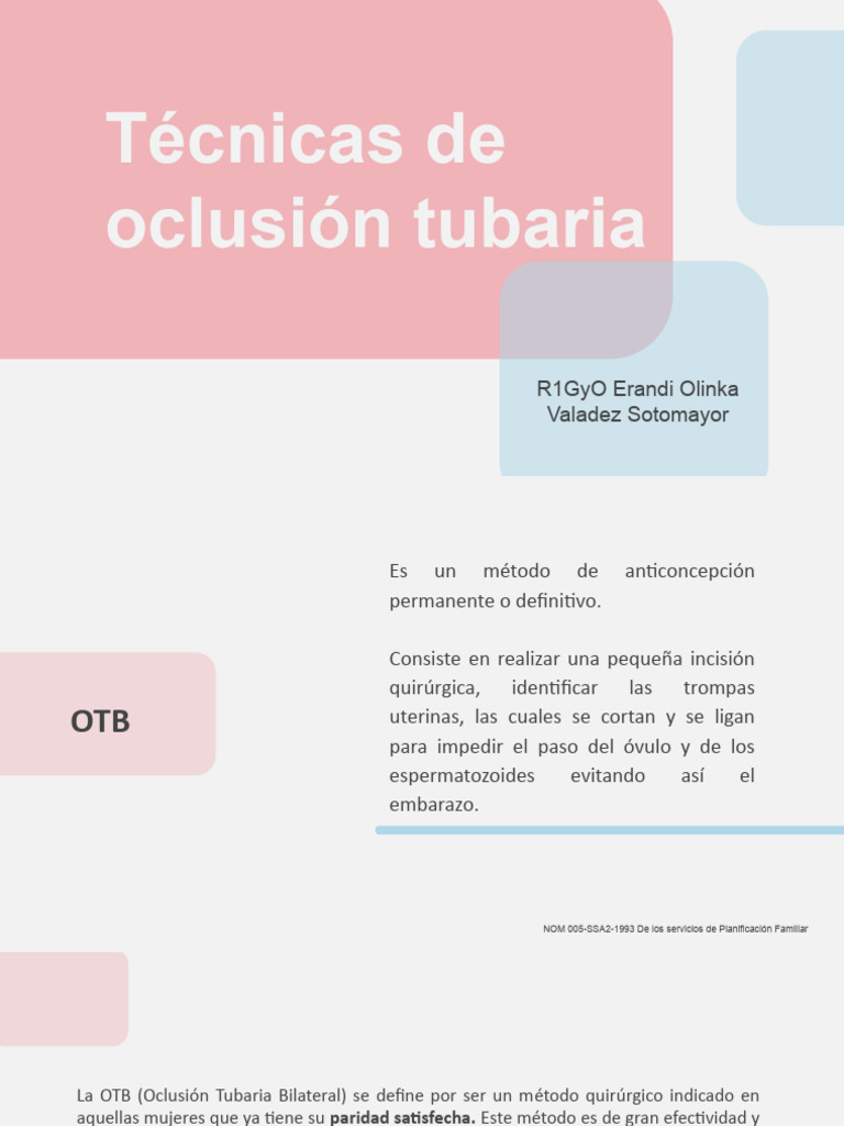 Tecnicas Otb | PDF | Control de la natalidad | Derechos reproductivos