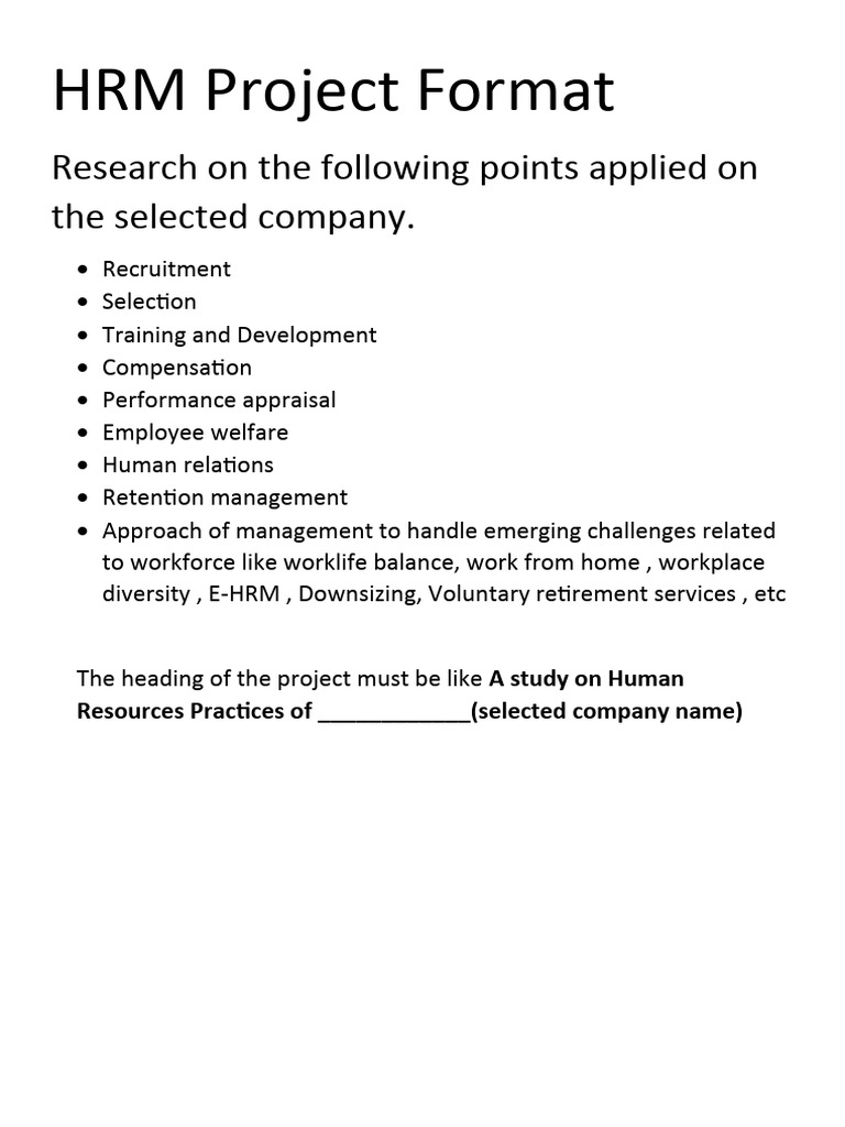 HRM Project Format | PDF | Career & Growth