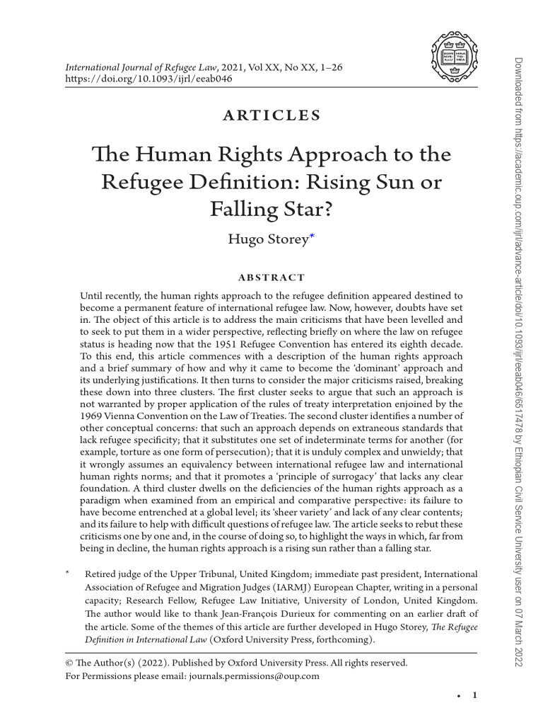 Article 16 The Human Rights Approach To The. | PDF | Human Rights | Refugee