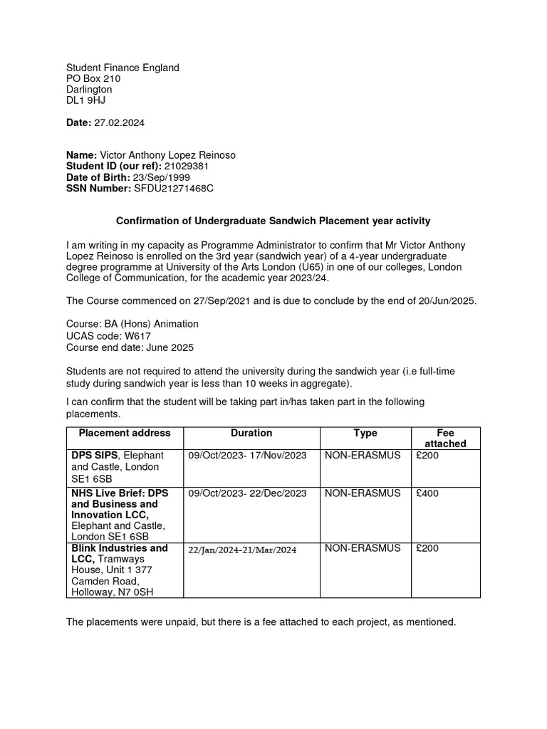 Placement Confirmation | PDF