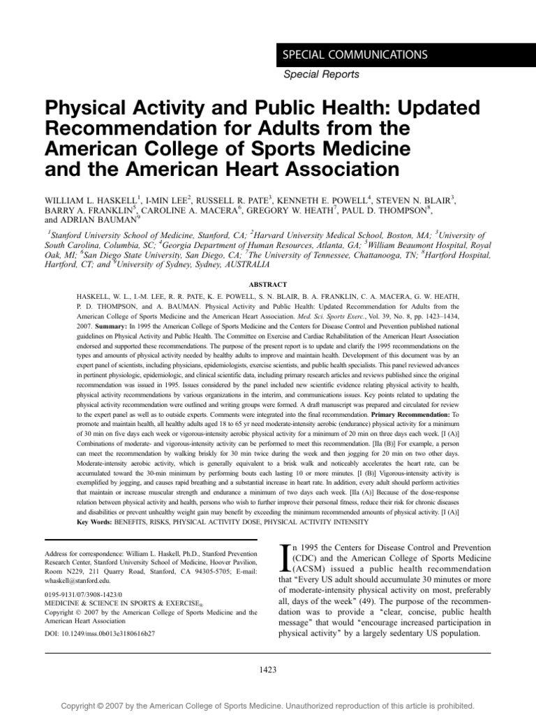 Haskell 2007 | PDF | Strength Training | Aerobic Exercise