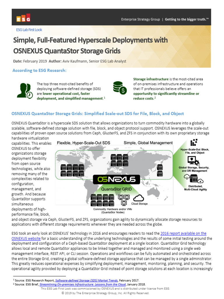 ESG Lab First Look OSNEXUS Grids Feb 2019 | PDF | Cloud Computing ...