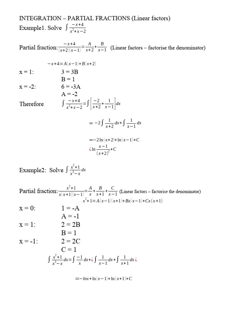 Partial Fraction Integration Examples | PDF | Division (Mathematics ...